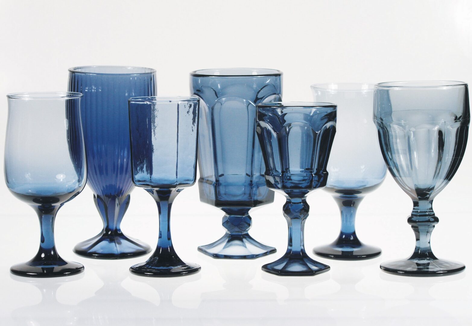 Vintage Dusty Blue Goblets - Echo Event Rentals